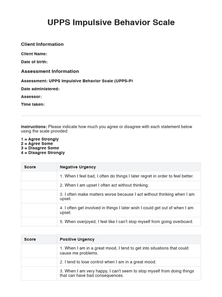 Impulsive Behavior Scale Upps - 250218 - 140507 | PDF | Impulsivity ...