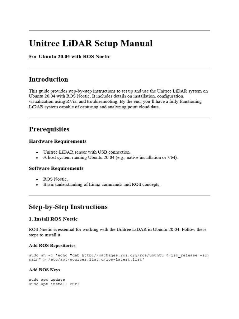 Ubuntu Unitree LiDAR Setup Manual | PDF | Sudo | Computer Engineering