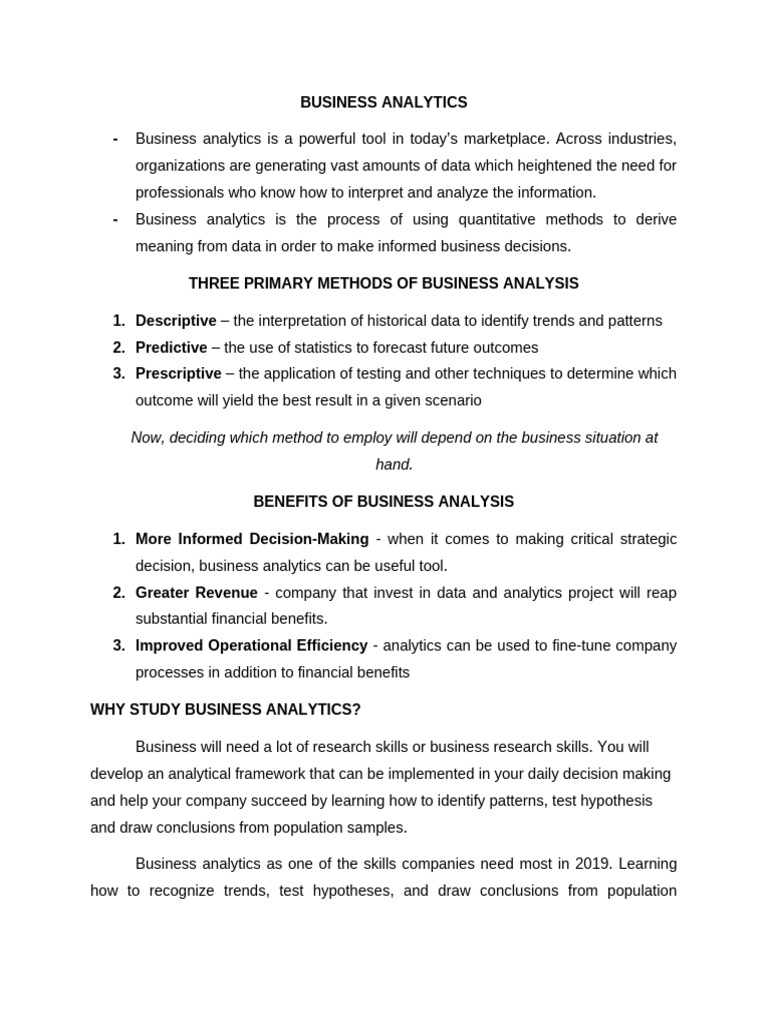 Business Analytics | PDF | Databases | Analytics