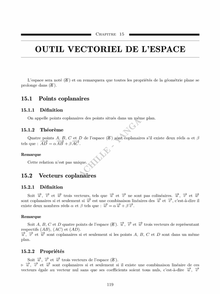 Outils Vectoriels de L'espace.1ère S | PDF