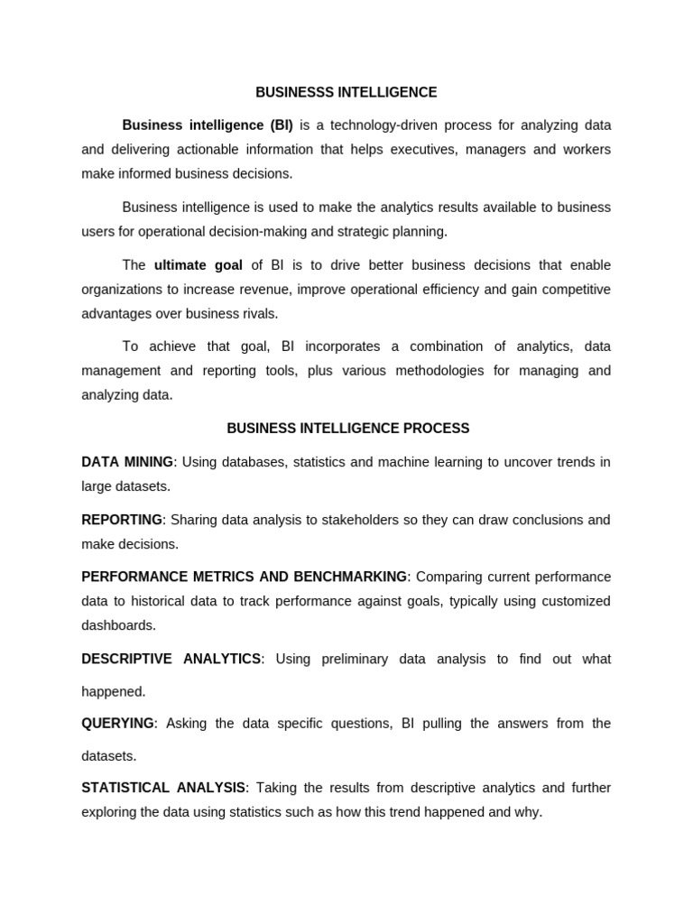 Business Intelligence Pdf Business Intelligence Analytics