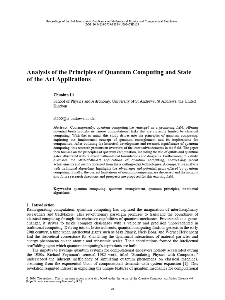 Quantum Computing Principles & Applications | PDF | Quantum Computing | Computer Science