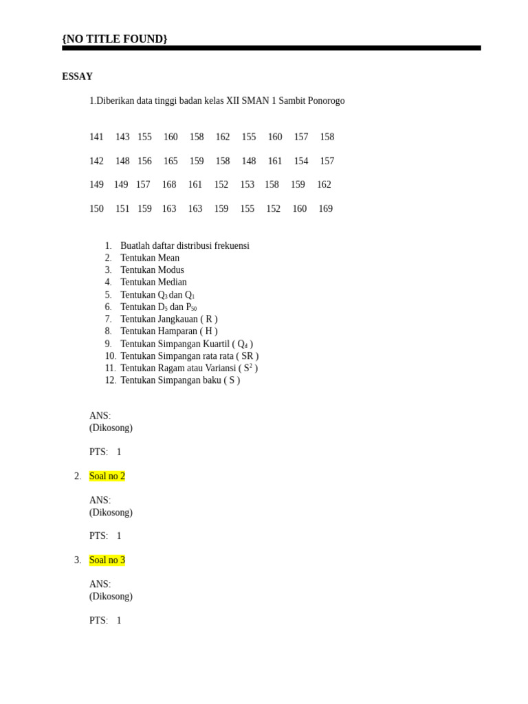 Template Soal Essay Mat Wajib Ganjil 24-25 | PDF