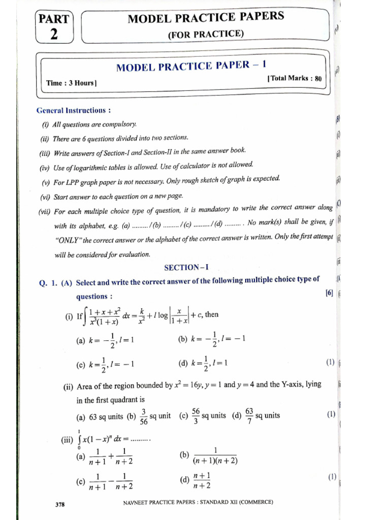 Mathematics Practice Paper | PDF