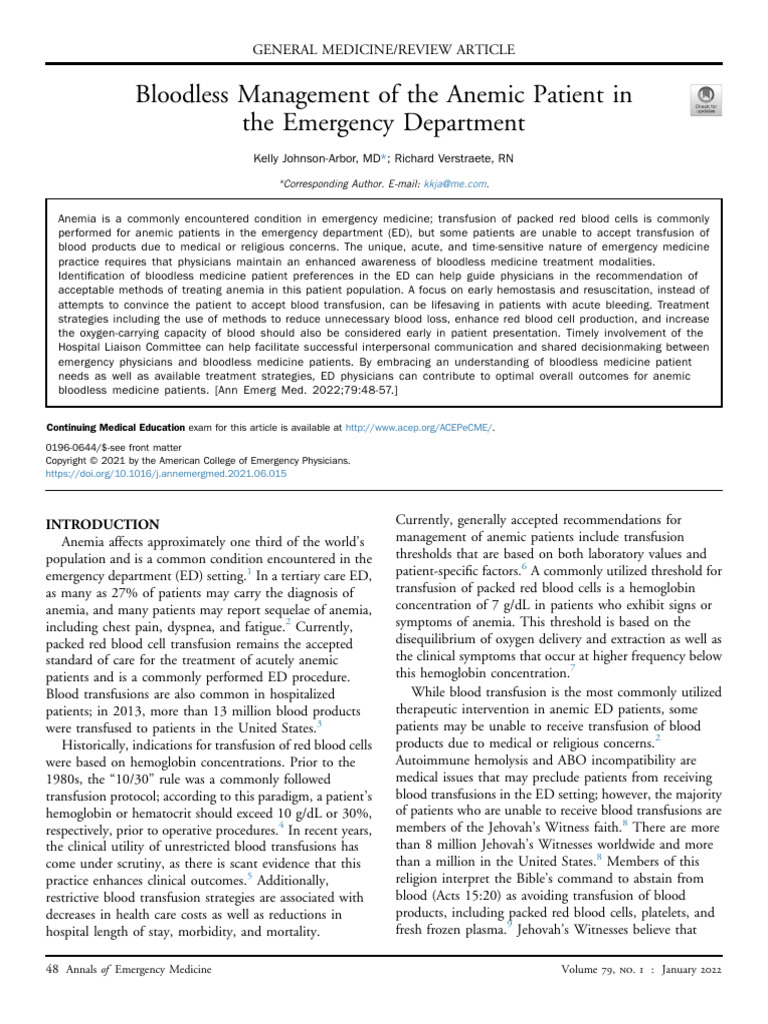 PIIS0196064421005151 | PDF | Anemia | Bleeding