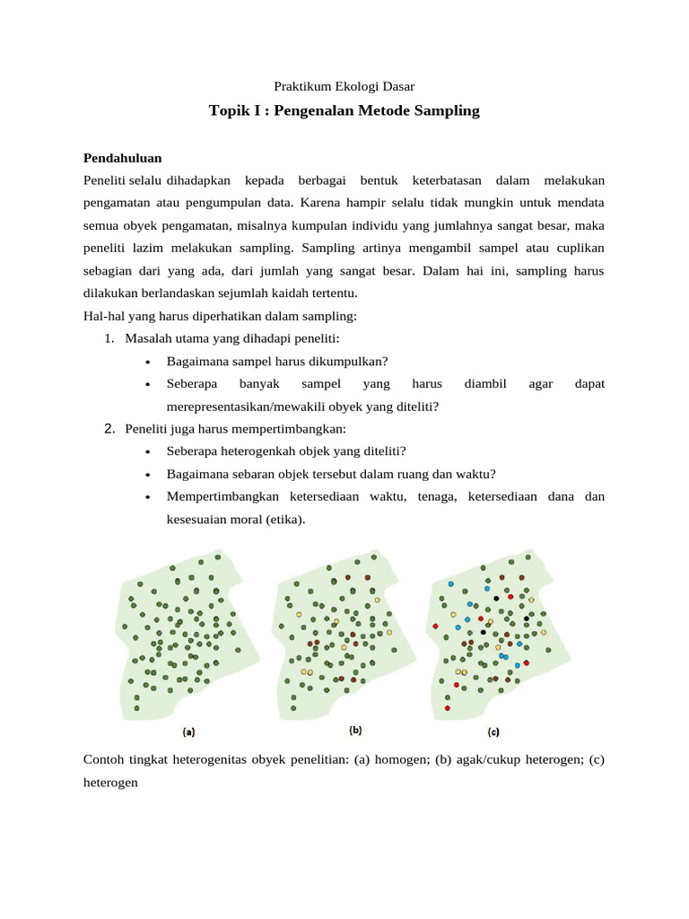 Topik 1 Metode Sampling - Praktikum Ekologi Dasar | PDF
