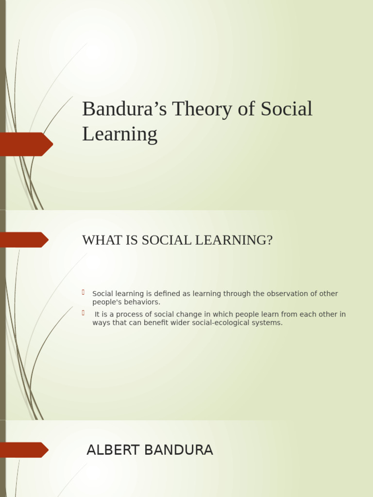 Bandura's Theory of Social Learning | PDF | Learning | Social Psychology