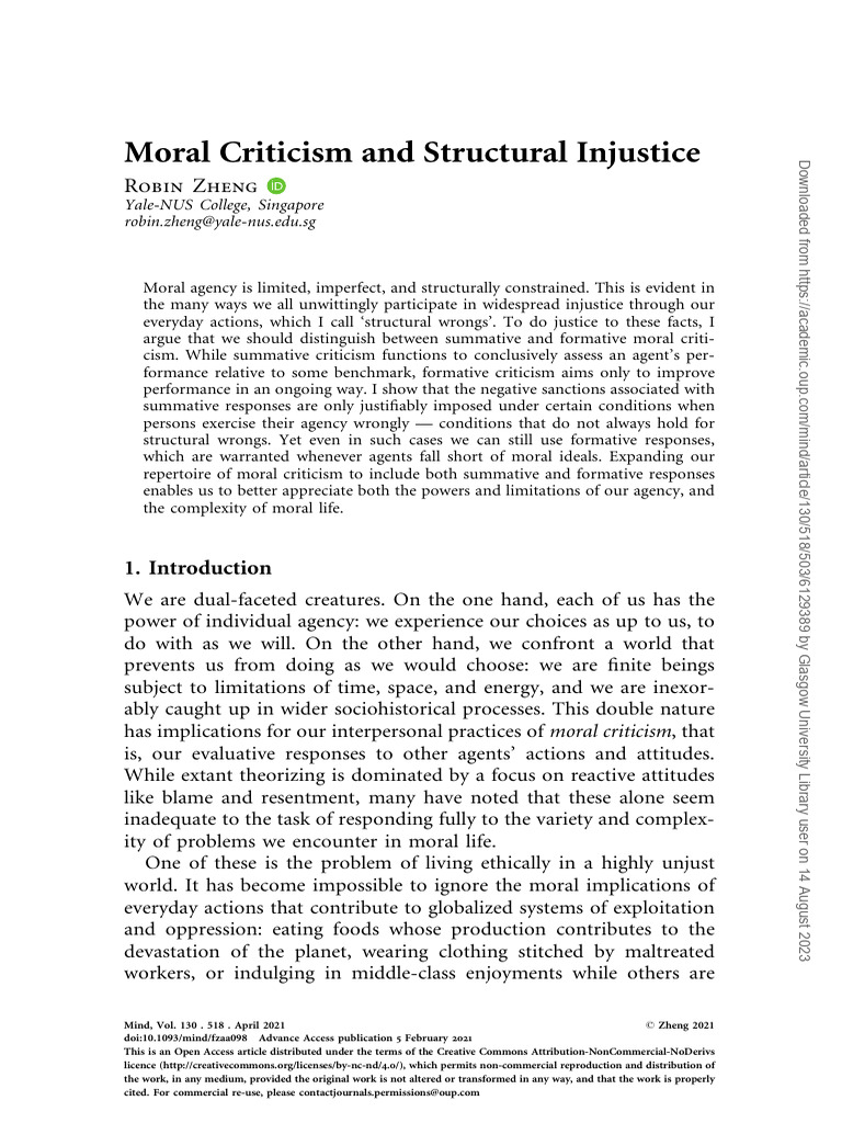 Moral Criticism and Structural Injustice | PDF | Morality | Knowledge