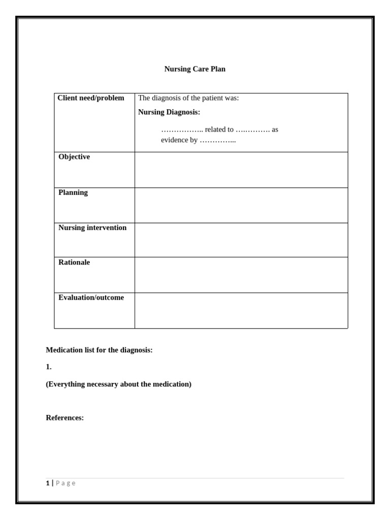 Care Plan Format For 342 | PDF