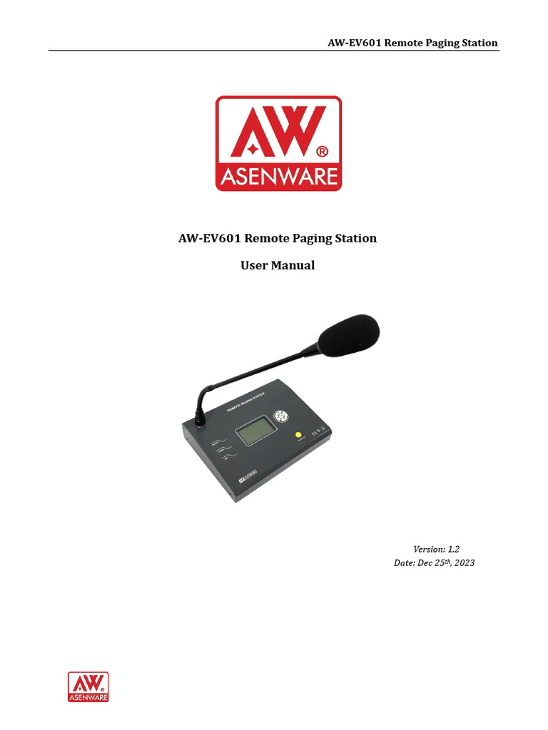 AW-EV601 Remote Paging Station User Manual V1.2.0 20231225 | PDF ...