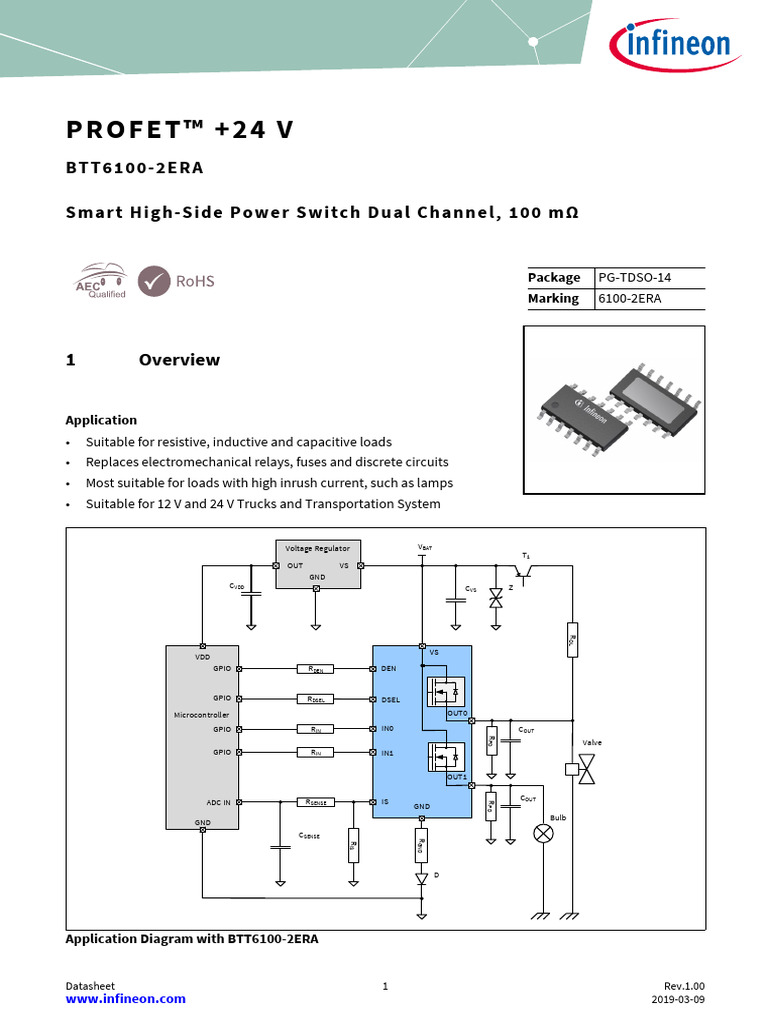 Infineon-BTT6100-2ERA-DS-v01_00-EN | PDF | Mosfet | Electronic Engineering