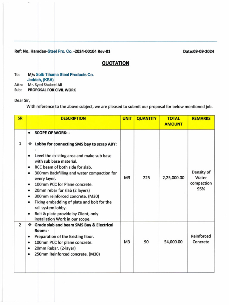 141-Solb Thihama Steel Factory Civil Works | PDF
