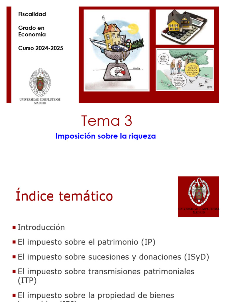 Fiscalidad ECO 2425 Tema3 | PDF | Impuestos | Herencia
