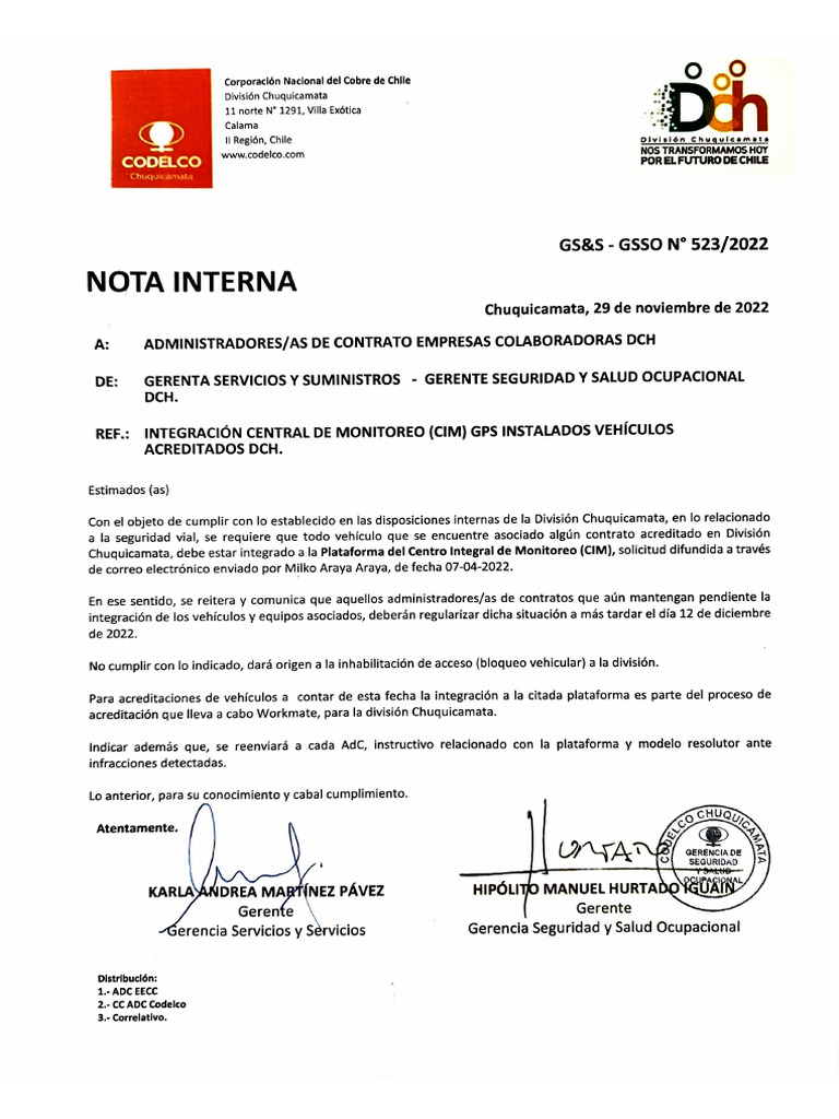 Nota Interna 523 GSYS-GSSO | PDF