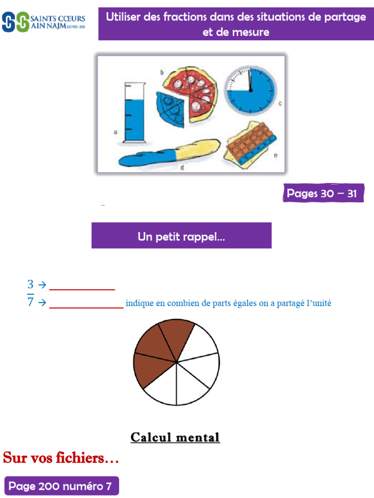 Fractions en partage et mesure | PDF