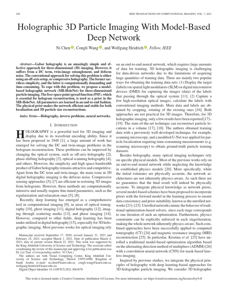 Holographic_3D_Particle_Imaging_With_Model-Based_Deep_Network | PDF | Holography | Applied ...