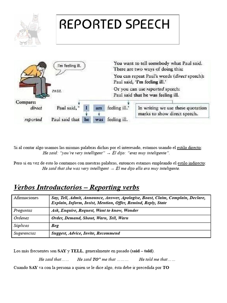 GRAMMAR Reported Speech | PDF | Oración (Lingüística) | Objeto (gramática)