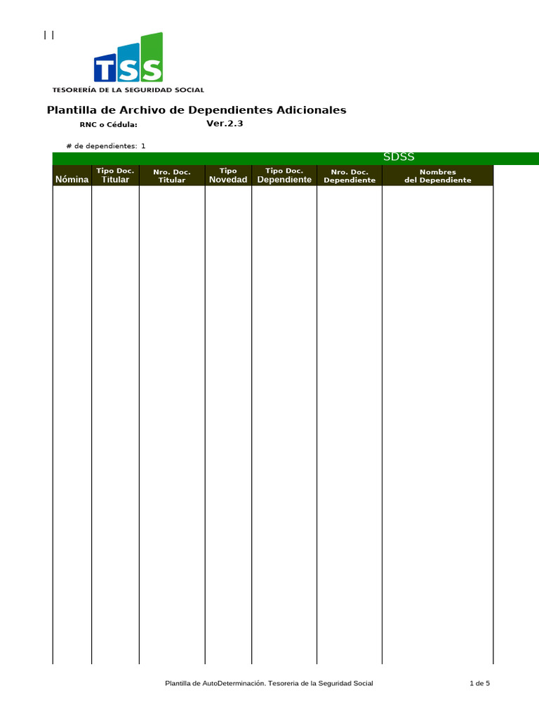 Plantilla AutoDeterminación TSS 2023 | PDF