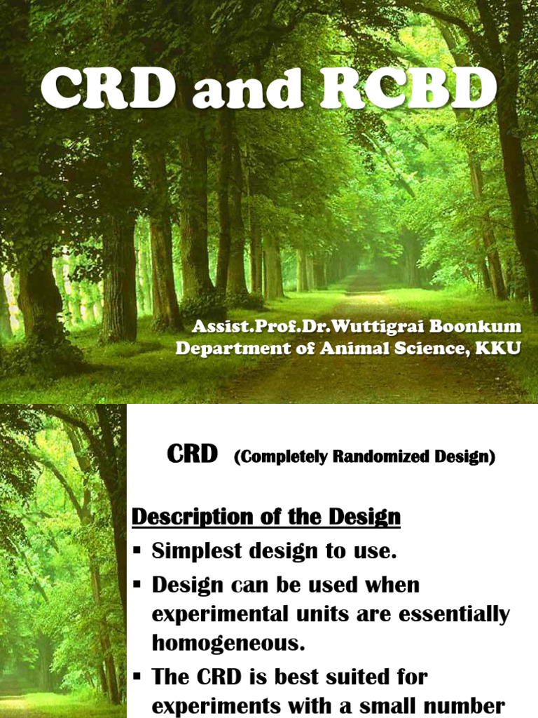 CRD and RCBD46337437 | PDF | Errors And Residuals | Analysis Of Variance