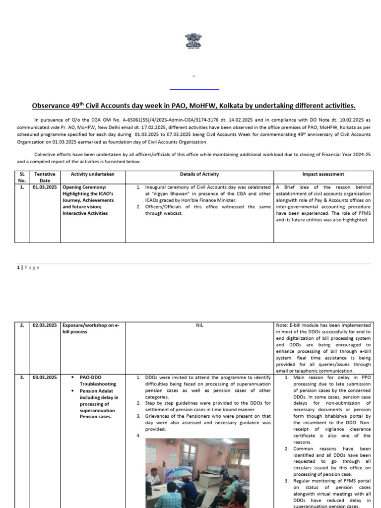 49th Civil Accounts Day Activities Report | PDF