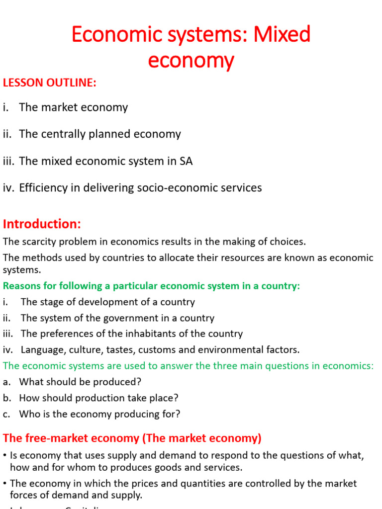 Understanding Mixed Economic Systems | PDF | Market Economy | Economics