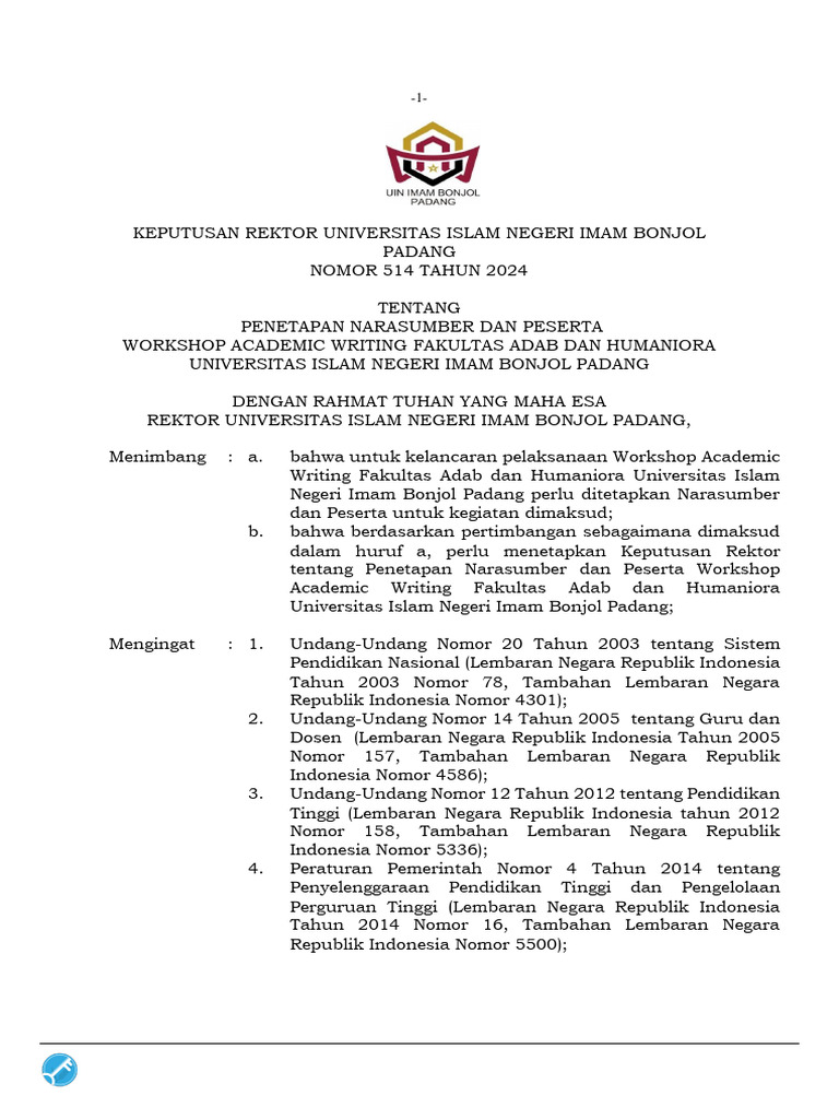 514 ADAB SK ADAB NARASUMBER DAN PESERTA WORKSHOP ACADEMIC WRITING BARCODE | PDF