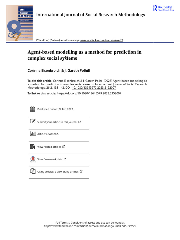Agent-Based Modelling As A Method For Prediction in Complex Social Systems | PDF | Agent Based ...