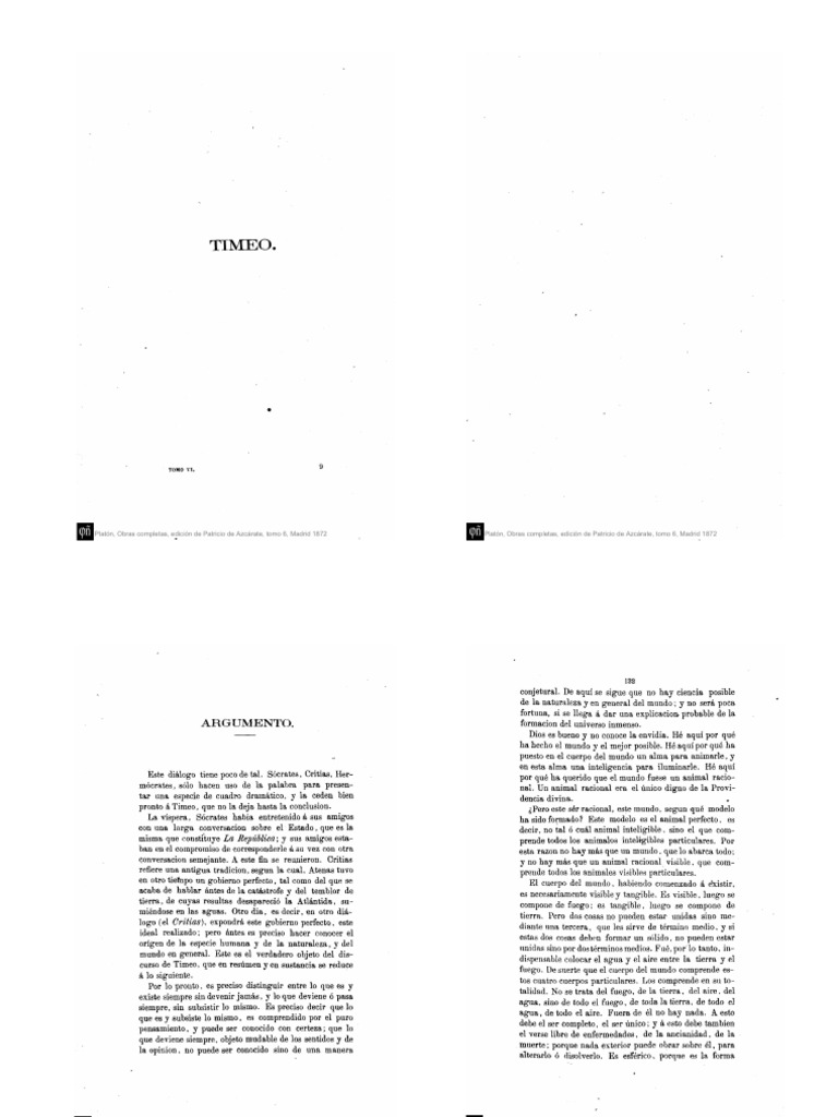 Timeo | PDF | Platón