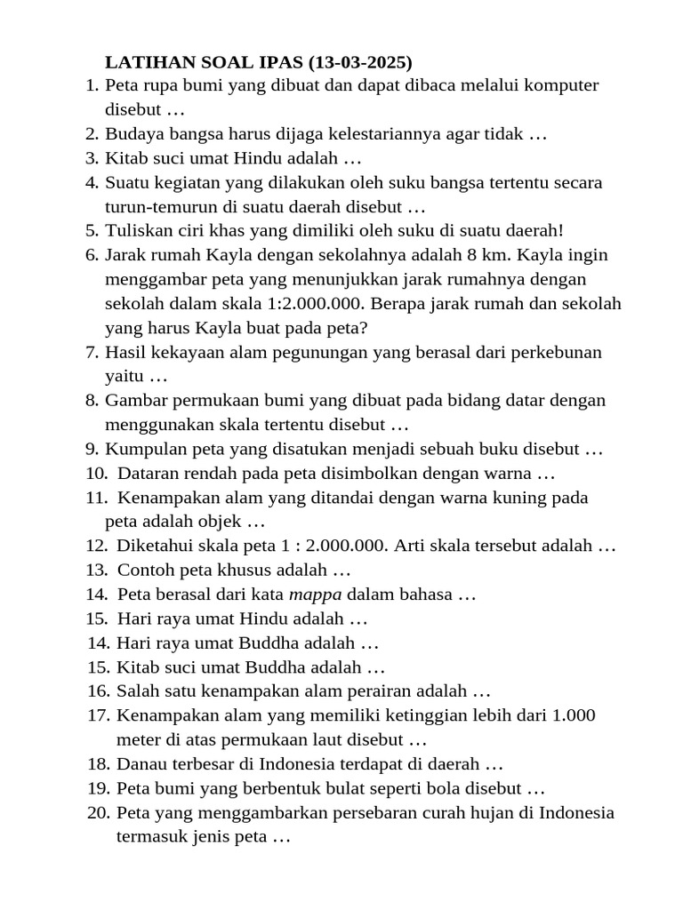 LATIHAN SOAL IPAS | PDF