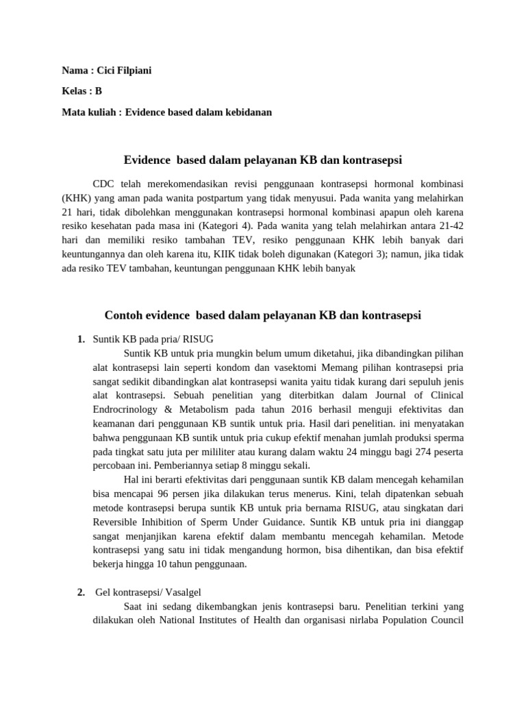 Tugas Evidence Based Dalam Kebidanan | PDF