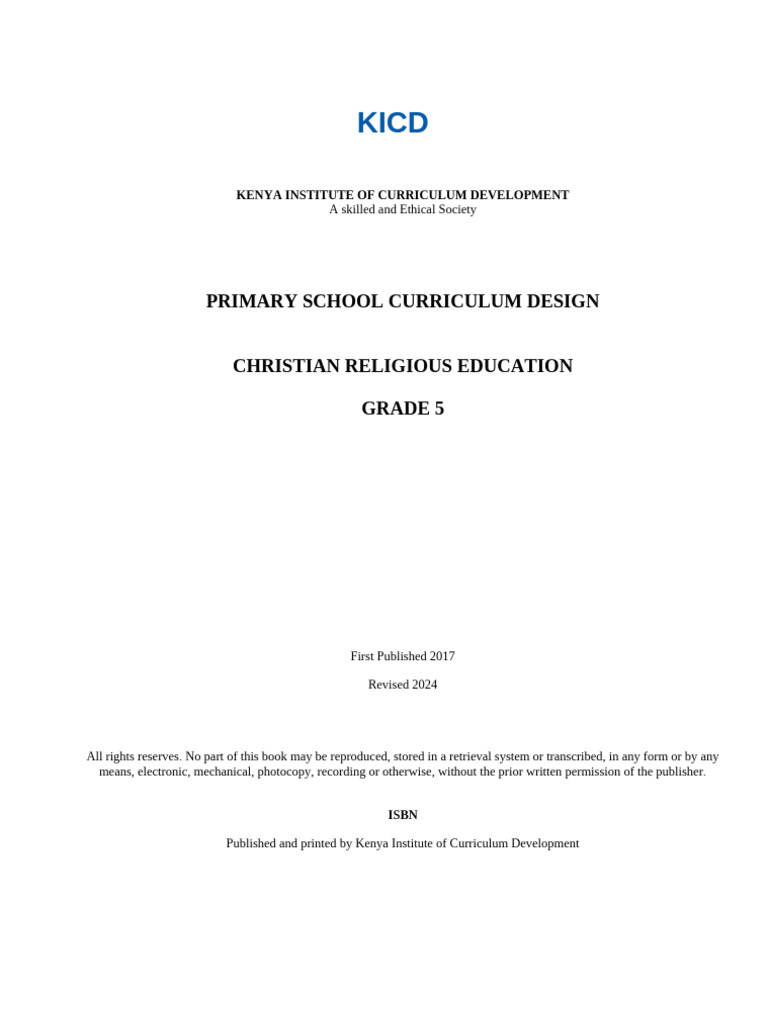 Grade 5 CRE Curriculum Overview | PDF | Learning | Moses