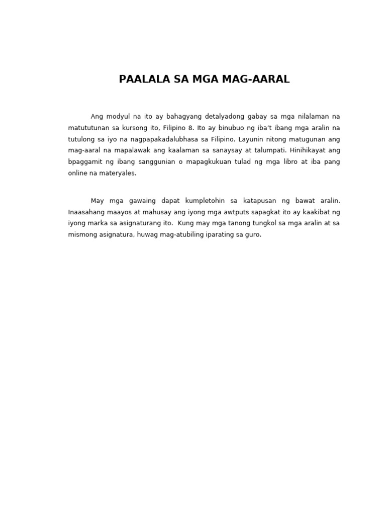 Filipino 8 - Module | PDF