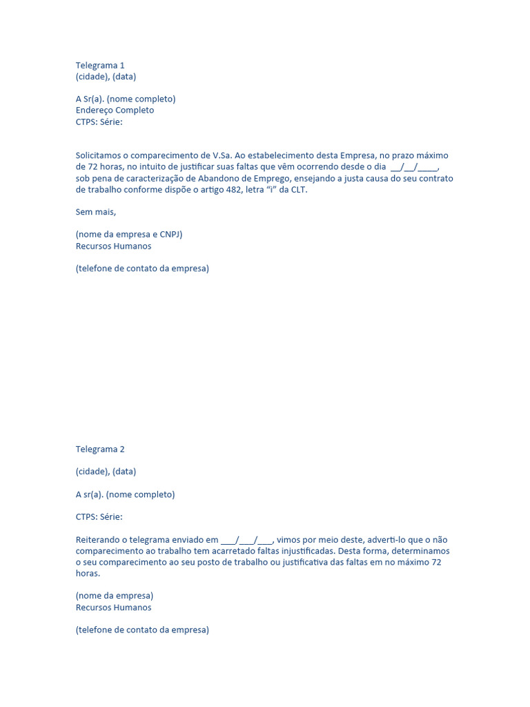 Modelo Telegramas | PDF