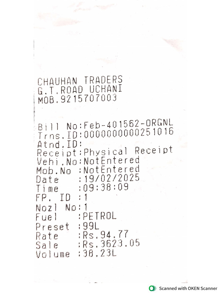 Petrol_Bill_19_February_2025 | PDF