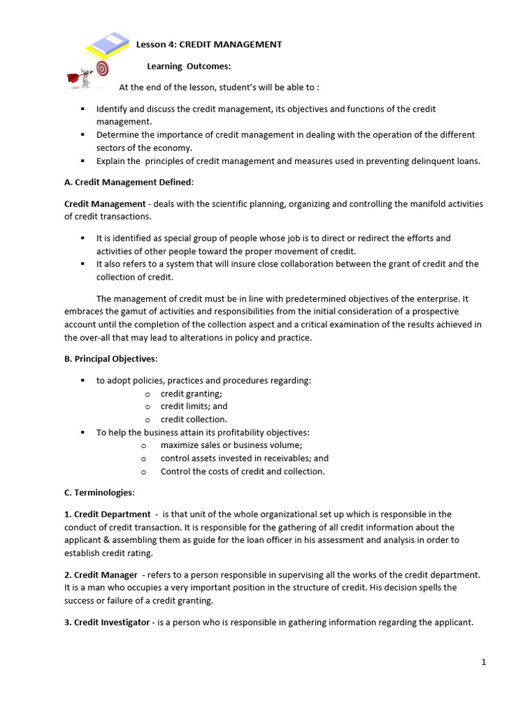 Lesson 4 Credit Management | PDF | Interest | Loans