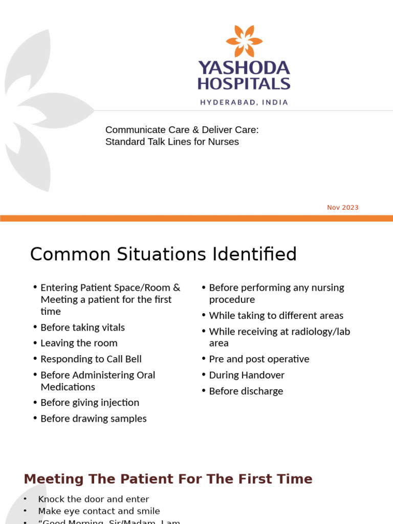 Nursing Standard Talk Lines | PDF
