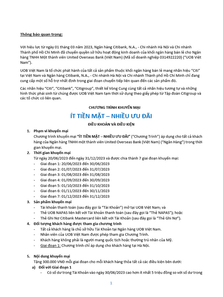 Account Debit Rewards TNC VN | PDF