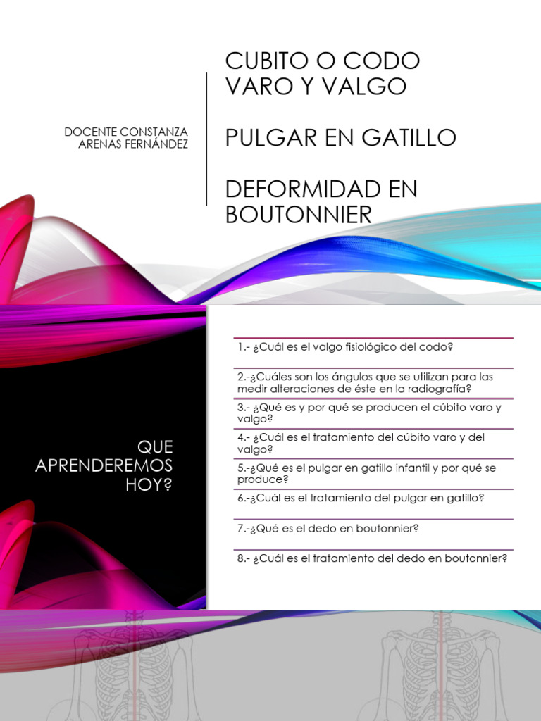 1. Cubito Varo y Valgo Pulgar Gatillo Dedo Boutonnier | PDF | Codo | Tendón