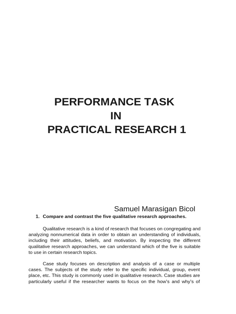 PERFORMANCE TASK | PDF | Qualitative Research | Brainstorming
