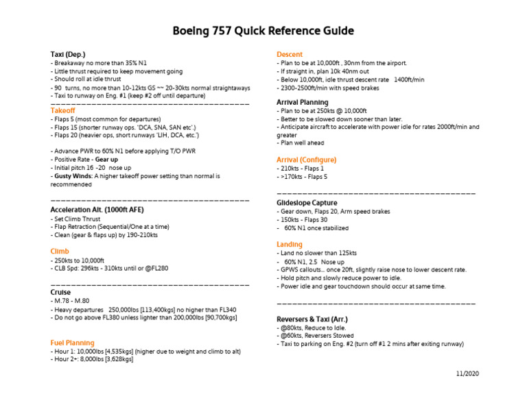 Boeing 757 Quick Reference Guide | PDF | Flap (Aeronautics) | Takeoff