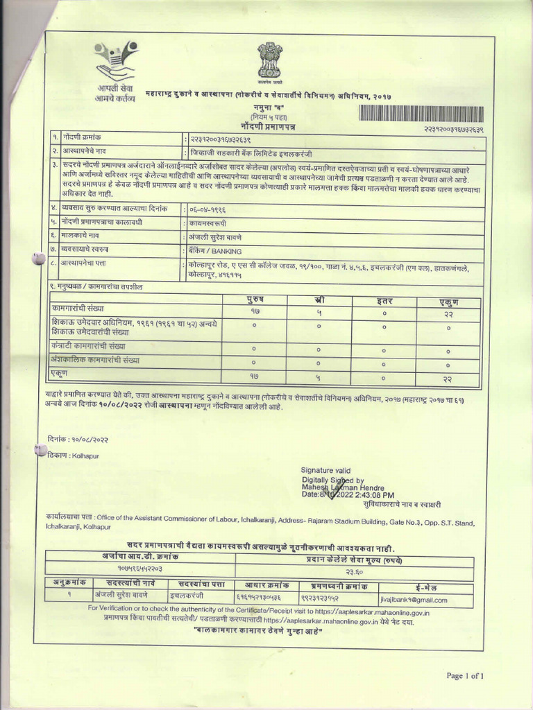 Registration Certificate DT | PDF