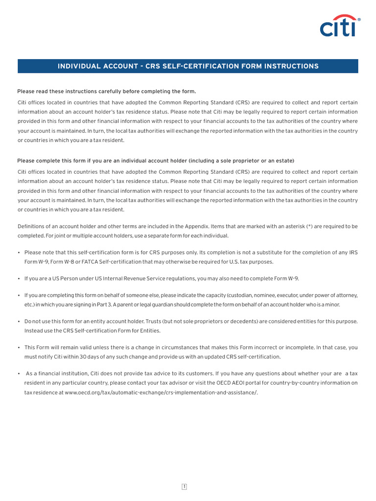 CRS One Citi Application Form - 2015 - 17-12-2015 | PDF | Taxes | Zip Code