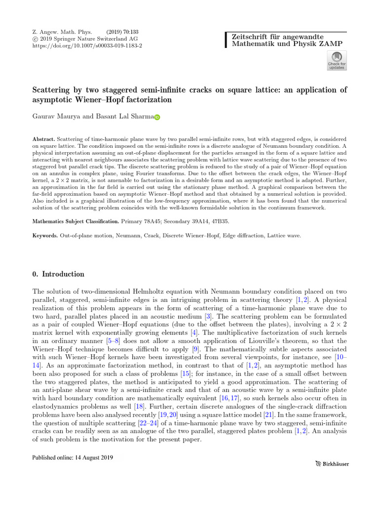 Scattering by Two Cracks | PDF | Waves | Scattering
