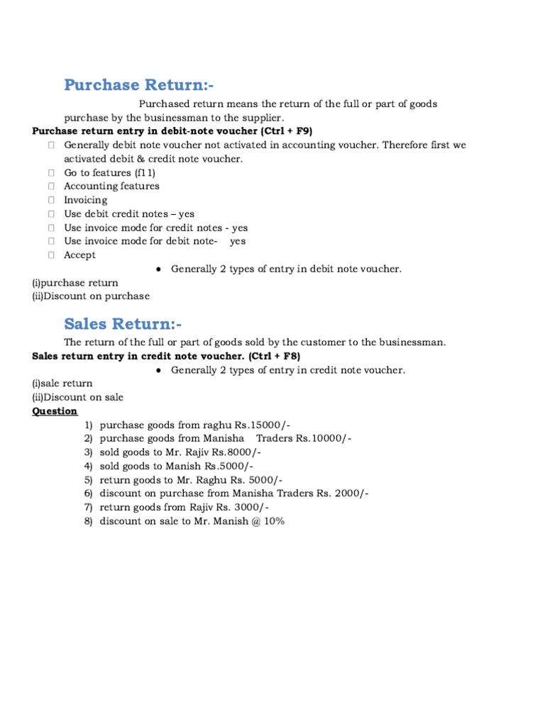 Understanding Purchase and Sales Returns | PDF