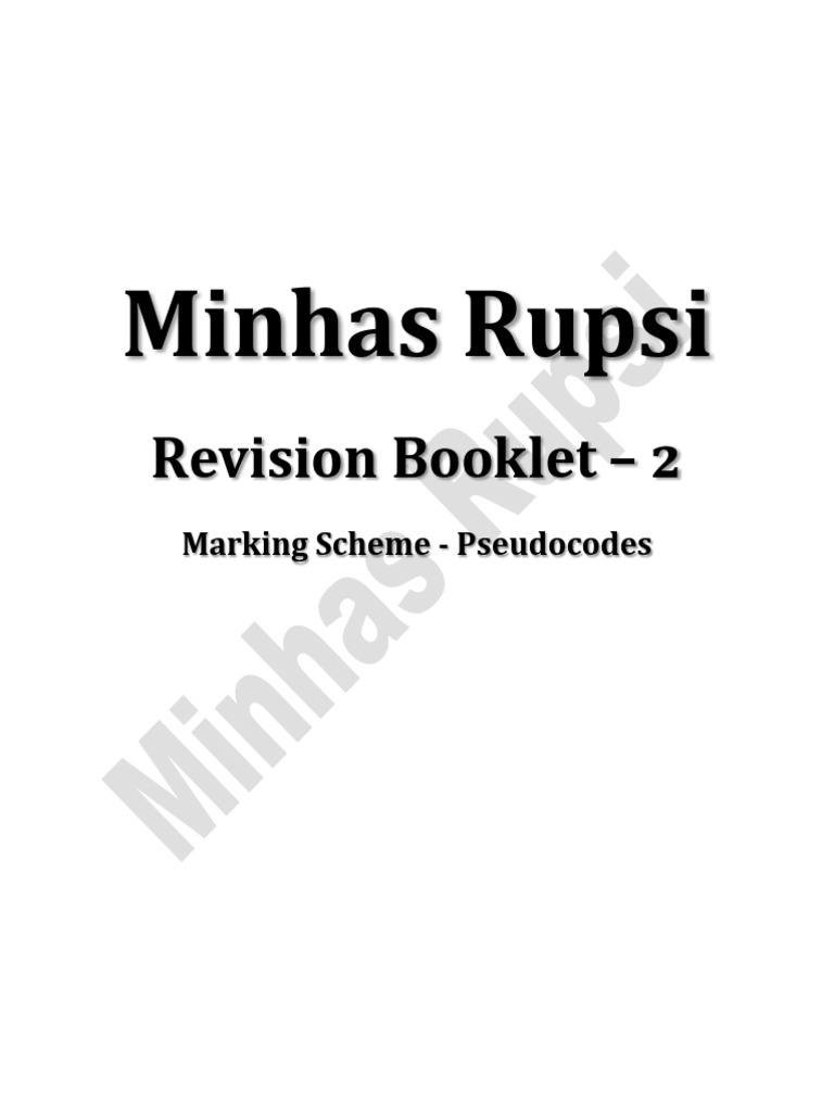 Revison booklet-Pseudocodes | PDF | Algorithms | Sensor