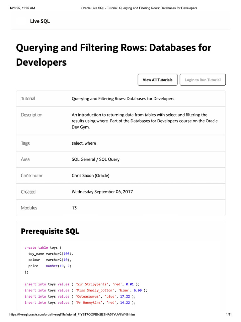 SQL4 - Querying and Filtering Rows | PDF