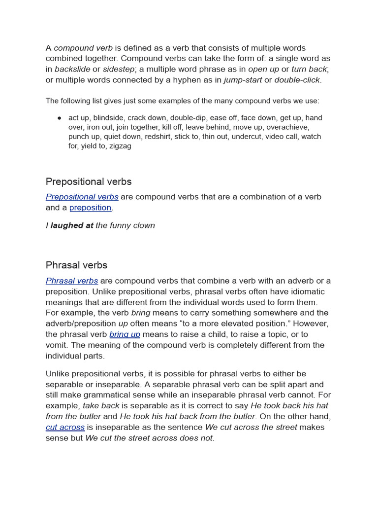 17. Compound Verbs | PDF | Verb | Word