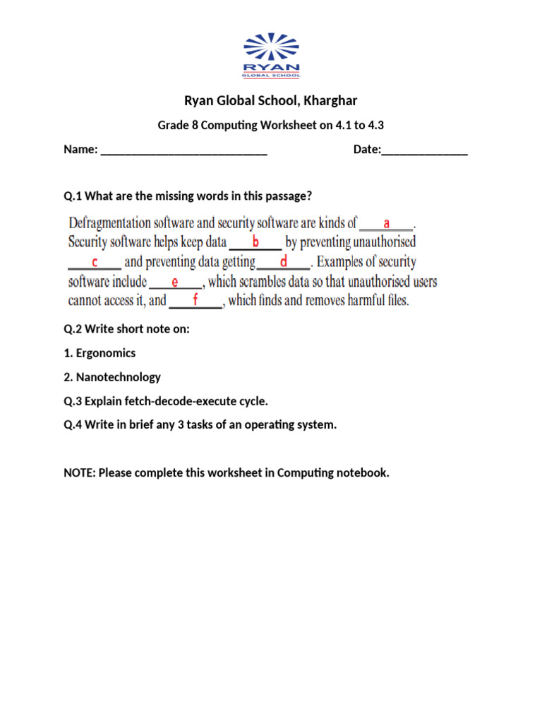 ICT Worksheet | PDF