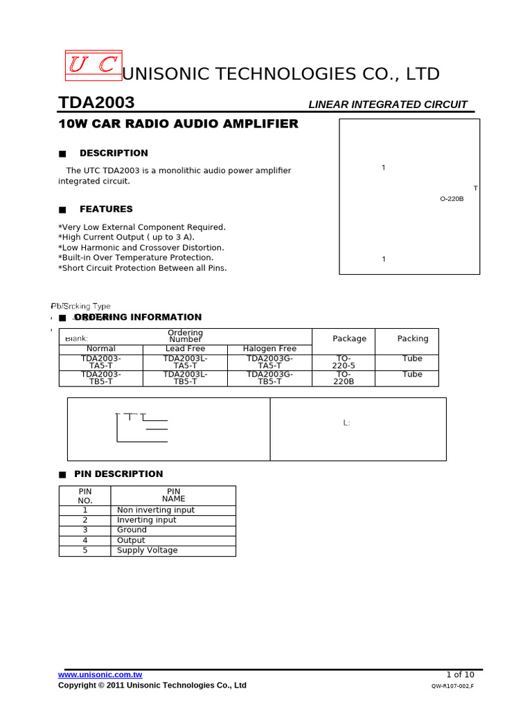 TDA2003 | PDF | Amplifier | Electrical Network