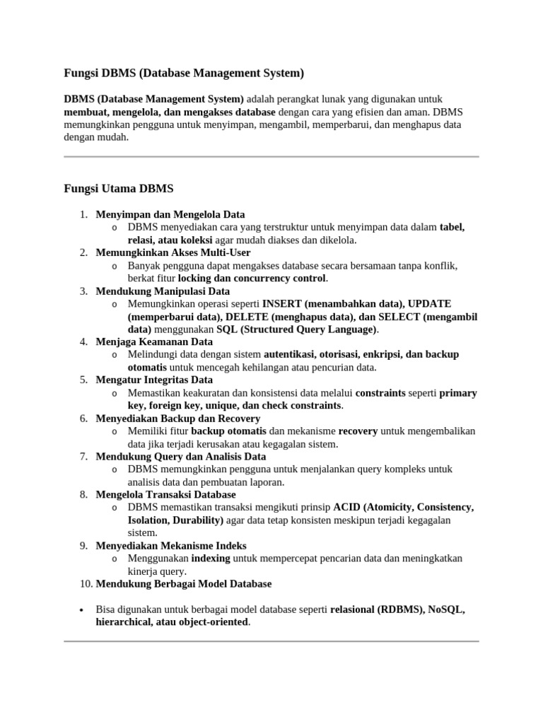 fungsi DBMS | PDF